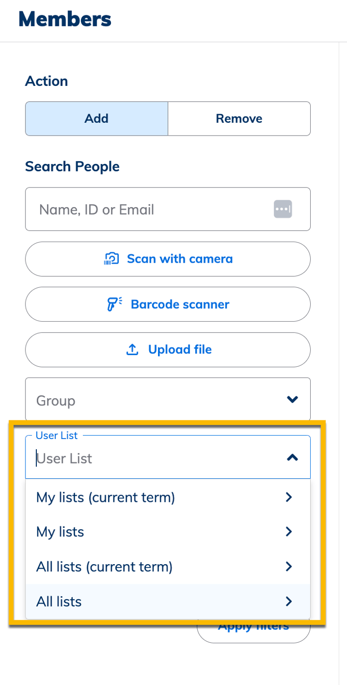 Manually create User Lists for quick student selection