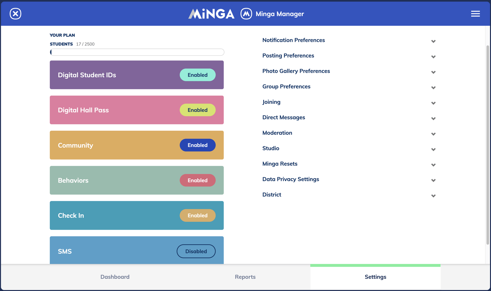 Updating Your Minga Settings