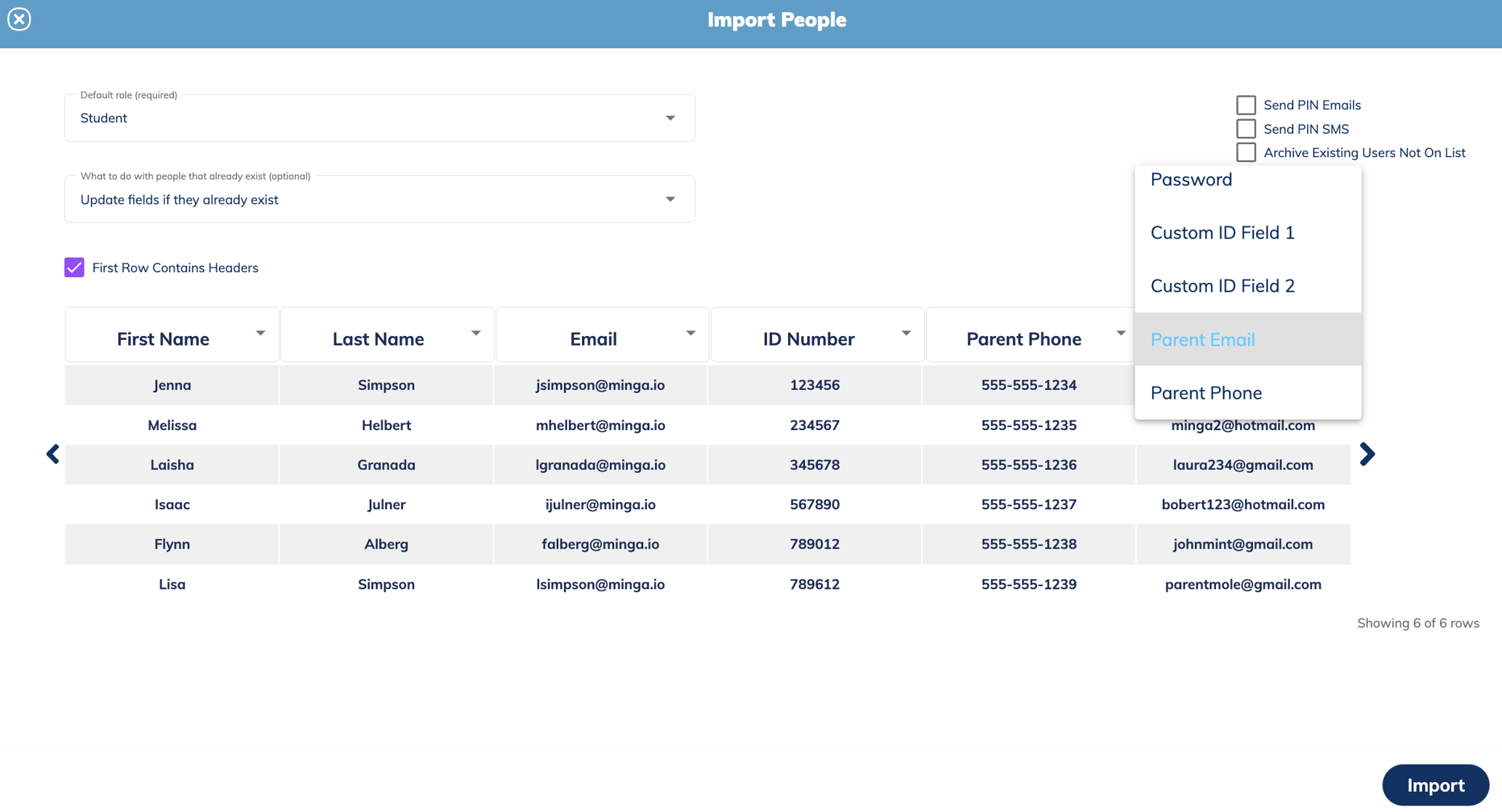 Checking and Importing Parent Information