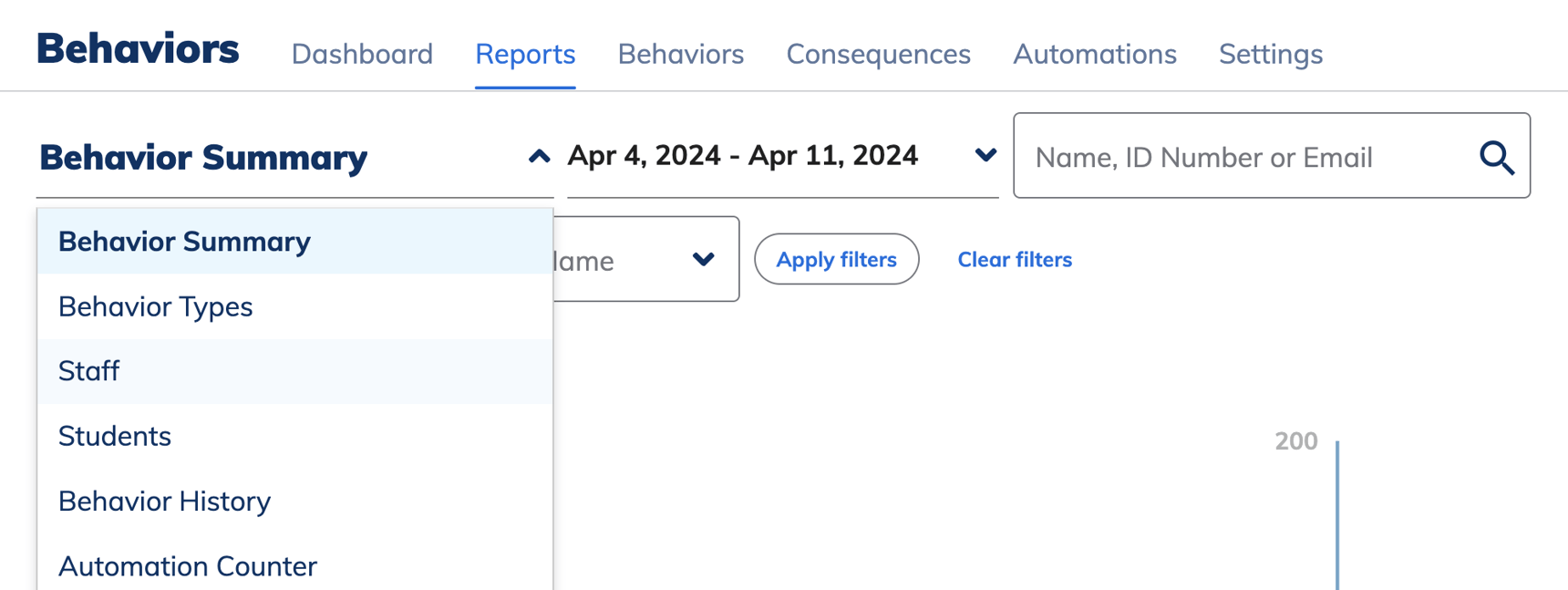 Generating Behavior Reports and Behavior Dashboard