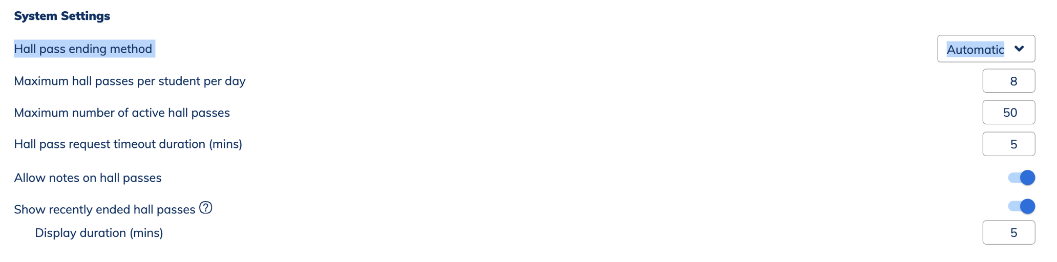 The Difference Between Automatic and Manual Hall Pass Ending Methods