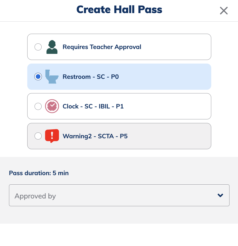 Setting Default Time, Wait Time Between Student Created Hall Passes and ...